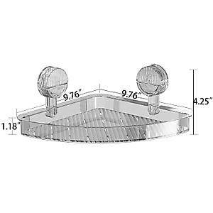 Shower Caddy, Suction Cup Shower Organizer Bathroom Removable Shower Basket Strong Suction Shower Shelf Shower Rack, Clear White Corner