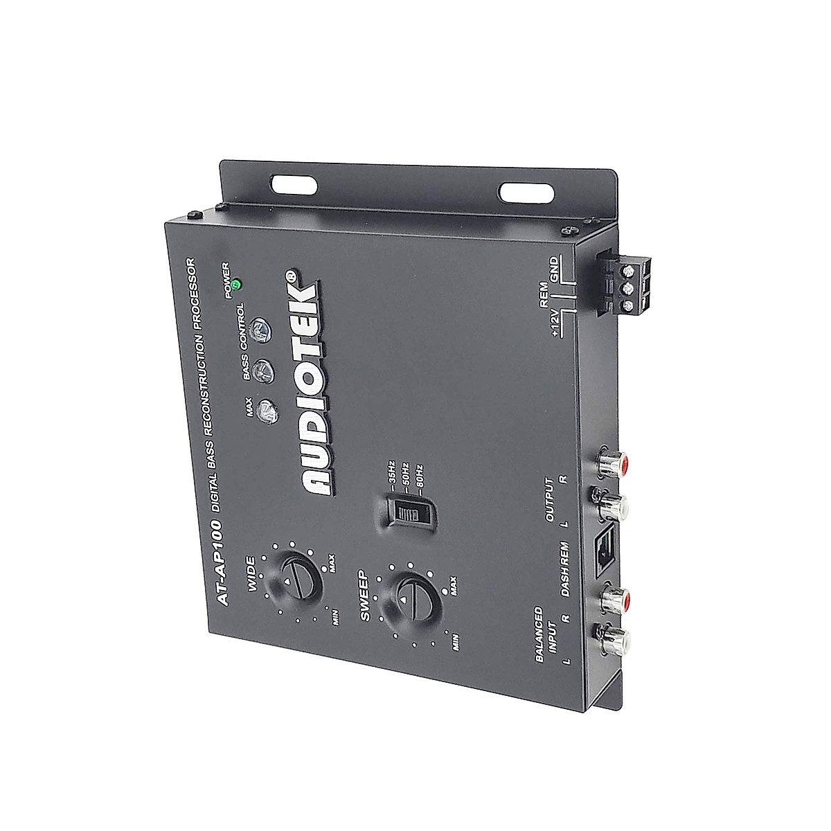 Audiotek AT-AP100 1/2 Din Car Audio Digital Bass Processor & Sound Restoration, Crossover for Car Subwoofer Tuners w/Bass Knob Input 15V RMS and Maximum Output 13.5V Peak