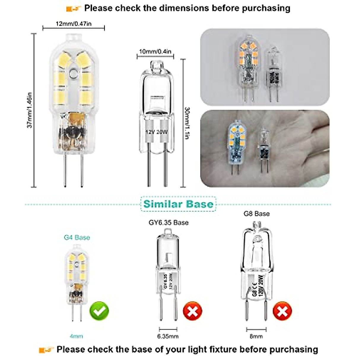 Amazing power G4 LED Bulb, 12V JC G4 Bi Pin Bulb, G4 20W Halogen Bulb Replacement, Warm White 3000K, 10-Pack