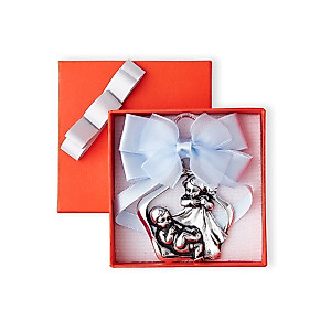 Guardian Angel Crib Medal with Satin Ribbon. Perfect Baptism Gifts for Babies, Christening Gifts for Babies, Baby Shower and Baby Nursery Wall Decor. (Blue Light)