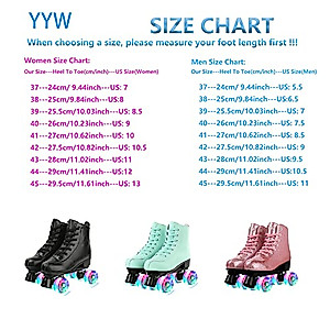 YYW Roller Skate for Women Men Light up Wheel - Double Roller Skater High-top PU Leather Roller Skate Shoes Adjustable PU Roller Skates with Four Piles for Adult Girls Beginners Pink