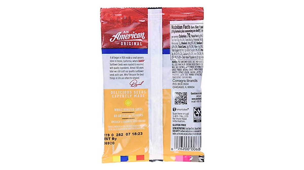 David Nacho Cheese Sunflower Seeds - 36 Count Pack