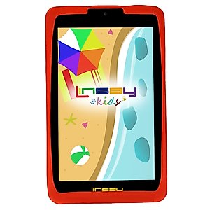 LINSAY 7" Kids Funny Tablet HD Screen Quad Core Bundle with Red Kids Defender Case Ultra-Protection - Camera Newest Android Operation System Thousands of Free Kids Applications. Google Certified