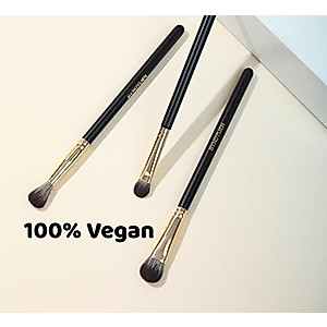 BYNDYLIEN Eye Makeup Brushes - 12pcs Champagne Gold Professional Makeup Brush Set with Soft Synthetic Fiber Hairs and Wood Handle for Eye Shadow, Blending, Concealer, Eyeliner, and Eyebrow