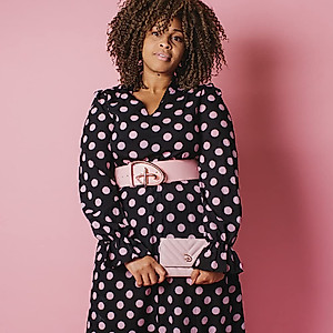 Buckle Down Disney Wallet, Foldover, Disney Signature D Logo Rose Gold, Pink, Chevron Stitch, Vegan Leather