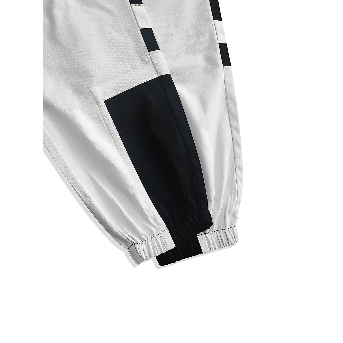 WDIRARA Men's Colorblock Patchwork Streetwear Cargo Pants Active Sporty Pants with Pockets Black and White S
