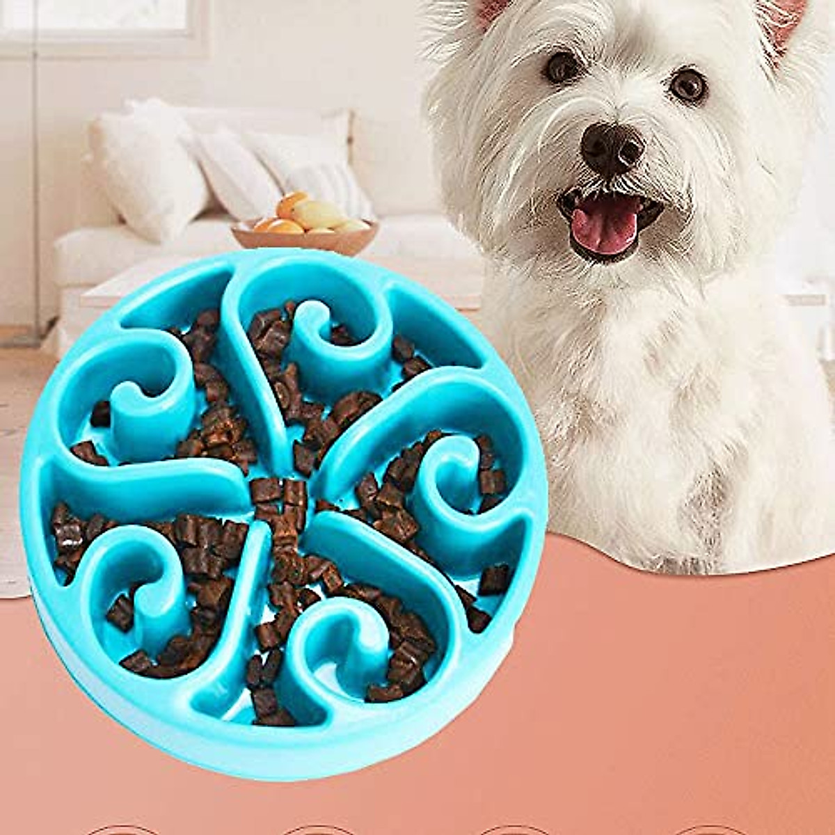 FUUIE Bowls for Food and Water Eat Slow Dog Bowl Slow Feeder Bath Pet Supplies Pet Accessories Dog Slow Feeder Bowl for Cat Pets Slow Feeder Dog Bowl (Color : Lake Blue)
