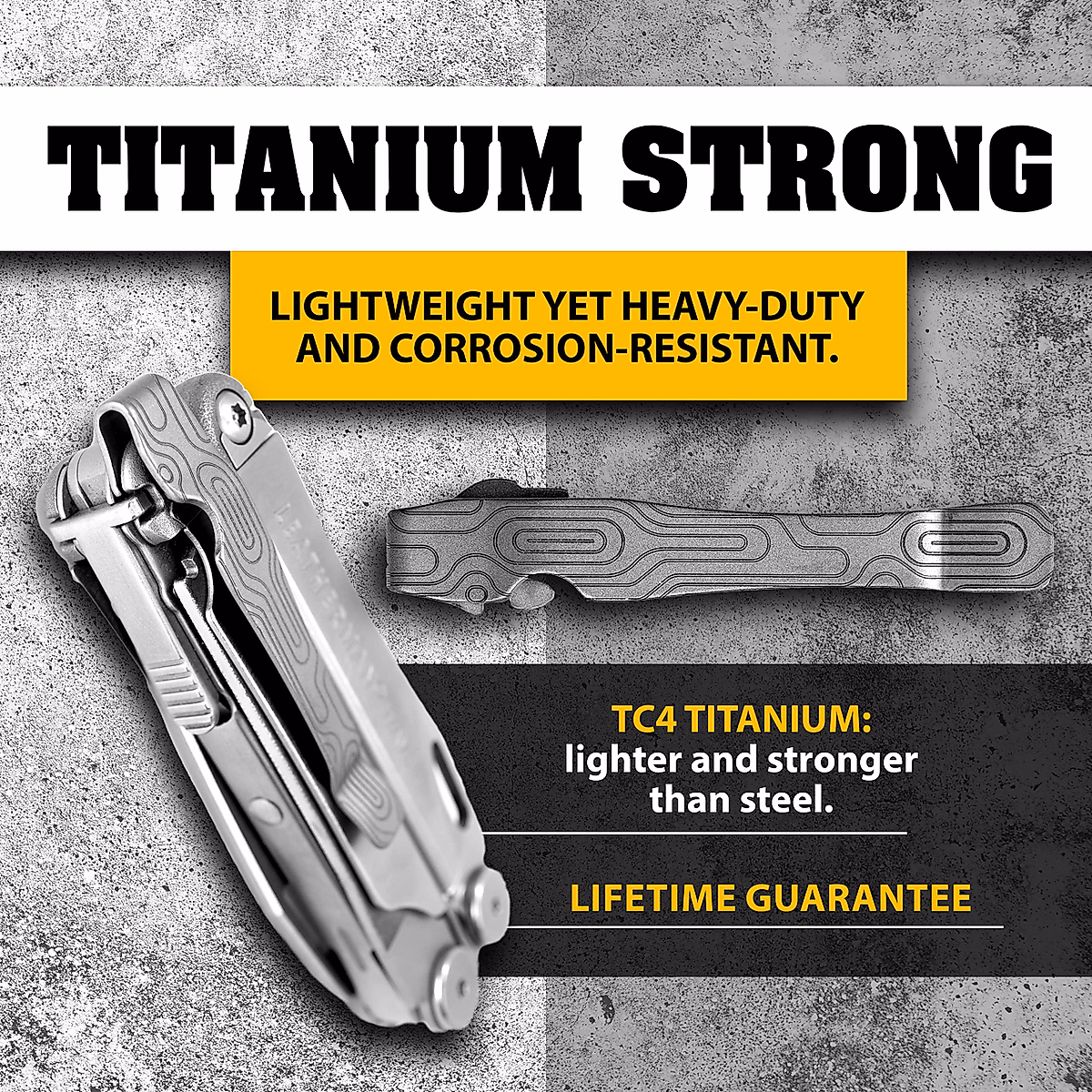 Donk! Pocket Clip for Leatherman Wave, Wave Plus+, Surge & Charge AL, ALX, Ti, XTi - Titanium TC4 - Custom Designs - Quick Release - Extra Carry Options 'Norwegian Wood’