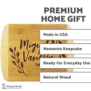 Rustic Wreath Custom Names Wooden Cutting Board (Thick) Custom Wedding Gift Engraved, Serving Tray | Meat, Vegetables, Cheese | Personalized Real Estate Closing Gifts for Buyers, Realtor New Home Gift