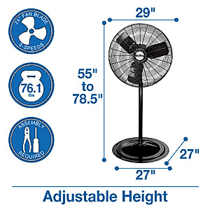 Air King 9125 24-Inch Industrial Grade Oscillating Pedestal Fan