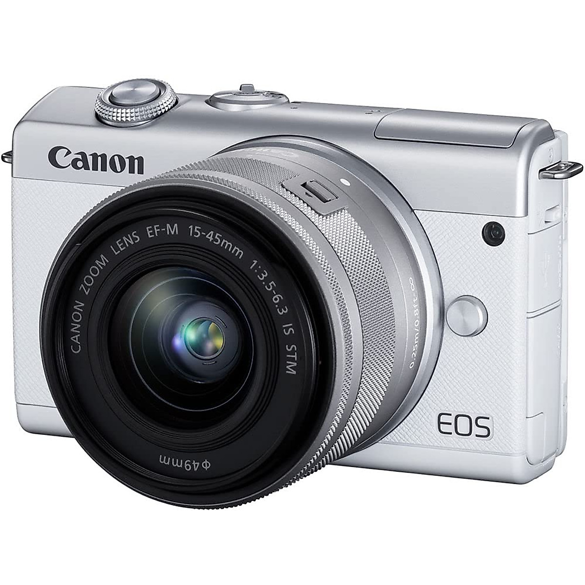 Canon EOS M200 Mirrorless Digital Camera with 15-45mm Lens (White) (3700C009), 64GB Card, Case, Filter Kit, Corel Photo Software, 2 x LPE12 Battery, External Charger + More (Renewed)