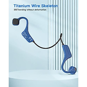 Bone Conduction Headphones,Bluetooth Open Ear Headphone with Mic,Wireless Sport Headset Waterproof Sweatproof Conducting Earbuds Induction Earphones for Running,Cycling,Walking,Workout,Gym,Work-Blue