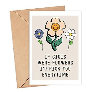 YoungGift If Gigis Were Flowers I'd Pick You Everytime - Gigi Birthday Card - Mother's Day Card For Gigi - Flower Card - Gift For Gigi - Thank You Card For Your Gigi