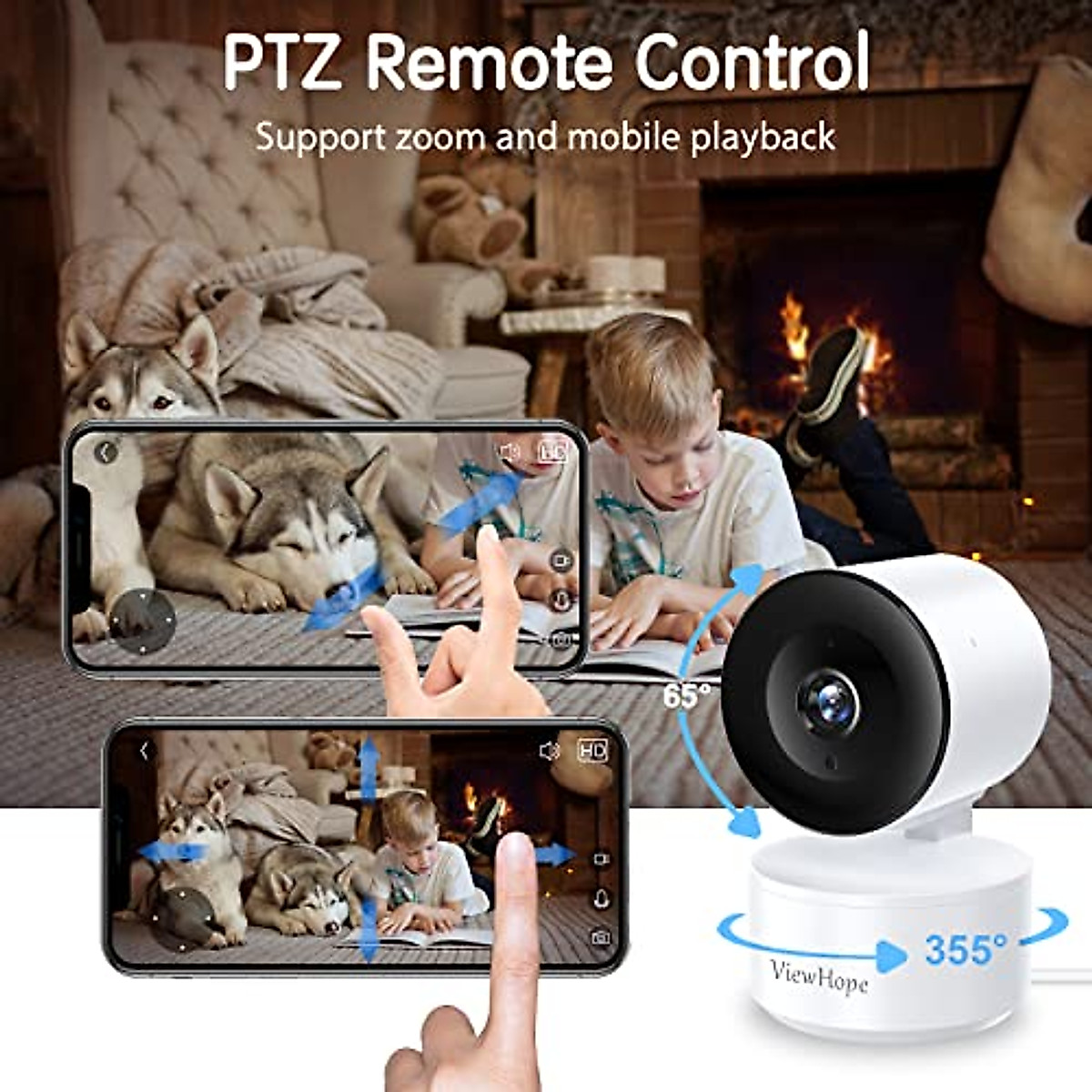 Indoor Security Camera, 2K Pet Camera 360° WiFi Home Security Camera Indoor Camera Wireless with Phone App,with 2-Way Talk, Night Vision Motion Movement Detection,Sd & Cloud Storage, Alexa Compatible