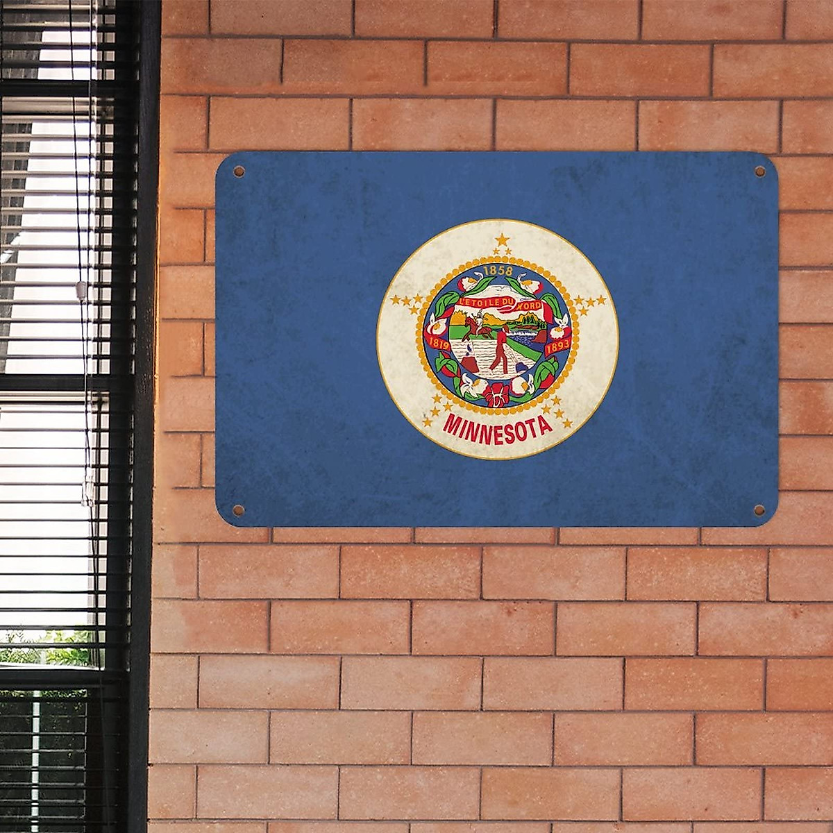 Minnesota Flag Signs Minnesota Metal Tin Sign Customized Rustic America State Home Metal Wall Art Sweet Home Vintage Indoor & Outdoor Decor for Home Man Cave Door Porch Garden Party 8x12 inch