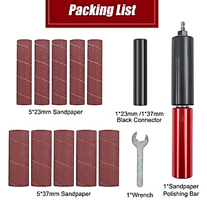Spindle Sander Adapter for Power Drill, Hand-Held Rubber Sanding Drum, Universal Hexagonal Attachment for Power Drill Chuck