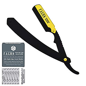 100 BLADES + Facón Professional Premium Straight Edge Barber Razor - Salon Quality Cut Throat Shavette
