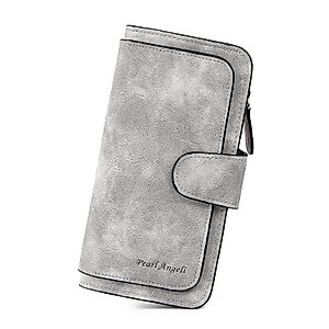 Pearl Angeli Womens Wallet PU Leather RFID Blocking Large Capacity Credit Card Holder for Women Zipper Coin Purse