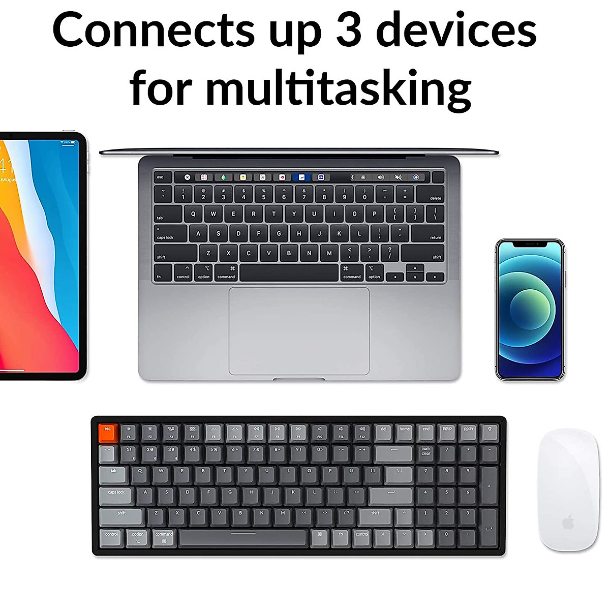 Keychron K4 Wireless Bluetooth/USB Wired Gaming Mechanical Keyboard, Compact 100 Keys RGB LED Backlit Gateron Brown Switch N-Key Rollover, Aluminum Frame for Mac Windows, Version 2