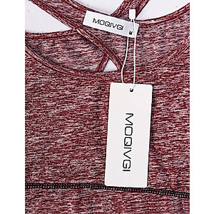 MOQIVGI Activewear for Women,Sleeveless Yoga Tops Ladies Energetic Pilate Gym Clothes Breathable Cool Athletic Workout Outfits Round Neck Form Fitting Summer Tanks Red X-Large