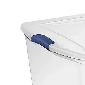 NJSB 105 Qt Ultra Latch Box, Stackable Storage Bin with Latching Lid, Organize Clothes, Sport Gear in Basement, Clear with Clear Lid, 1 Count