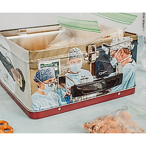 Retro Style Metal Tin Lunch Box Tote | Reusable Bag, Storage Organizer Container, Bento Box Accessories | Official TV Show Collectible | 8 x 7 x 4 Inches