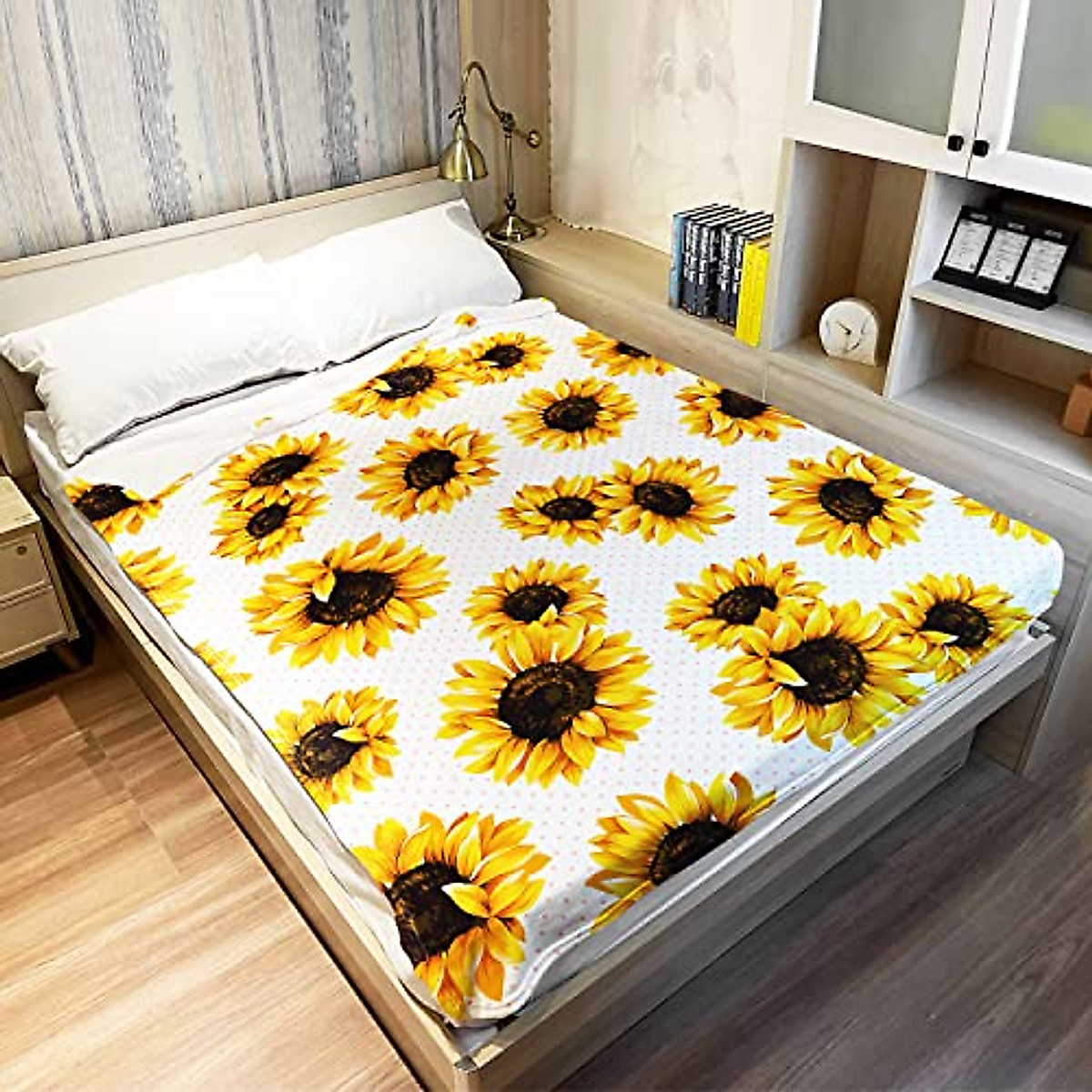 YISUMEI Sunflower Blanket Floral Print Throw Blanket Soft Warm Lightweight for Chair Sofa Couch Girl Adult Women Gift for Birthday Christmas 50"x60"