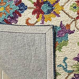 SAFAVIEH Aspen Collection 5' x 8' Ivory/Blue APN509A Handmade Boho Wool Area Rug