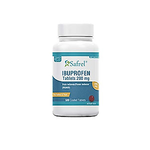 Safrel Ibuprofen Tablets 200 mg (NSAID), 500 Count, Pain Reliever/Fever Reducer | Toothache, Headache, Muscle Aches, Menstrual Cramps, Back & Arthritis Pain Relief | Value Pack