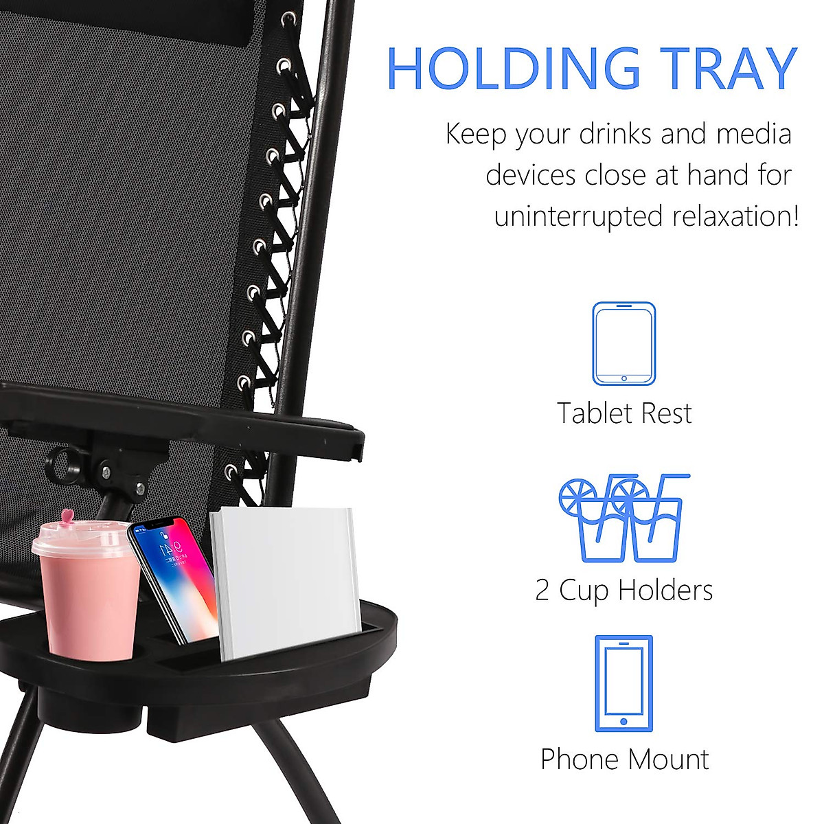 Meet perfect Zero Gravity Chairs Set of 2 with Canopy, Adjustable Outdoor Recliners Outdoor Patio Chairs Folding Reclining Lounge Chair w/Pillows and Cup Holder Trays- 2 Pack, Black