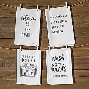 MAINEVENT Funny Kitchen Towel 4 Pack 18x24 Inch, Set of 4 Cute Kitchen Towel, Funny Dish Towel Saying, Funny Housewarming Gift Funny Hand Towel Alexa Do The Dishes Kitchen Towel Cute Funny Dish Towel