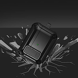 Vsagier for Airpods Pro Case Cover for Men with Lock, Military Armor Series Full-Body AirPod Pro Case with Keychain Cool Air Pod Pro Shockproof Protective Case for AirPods Pro, Black