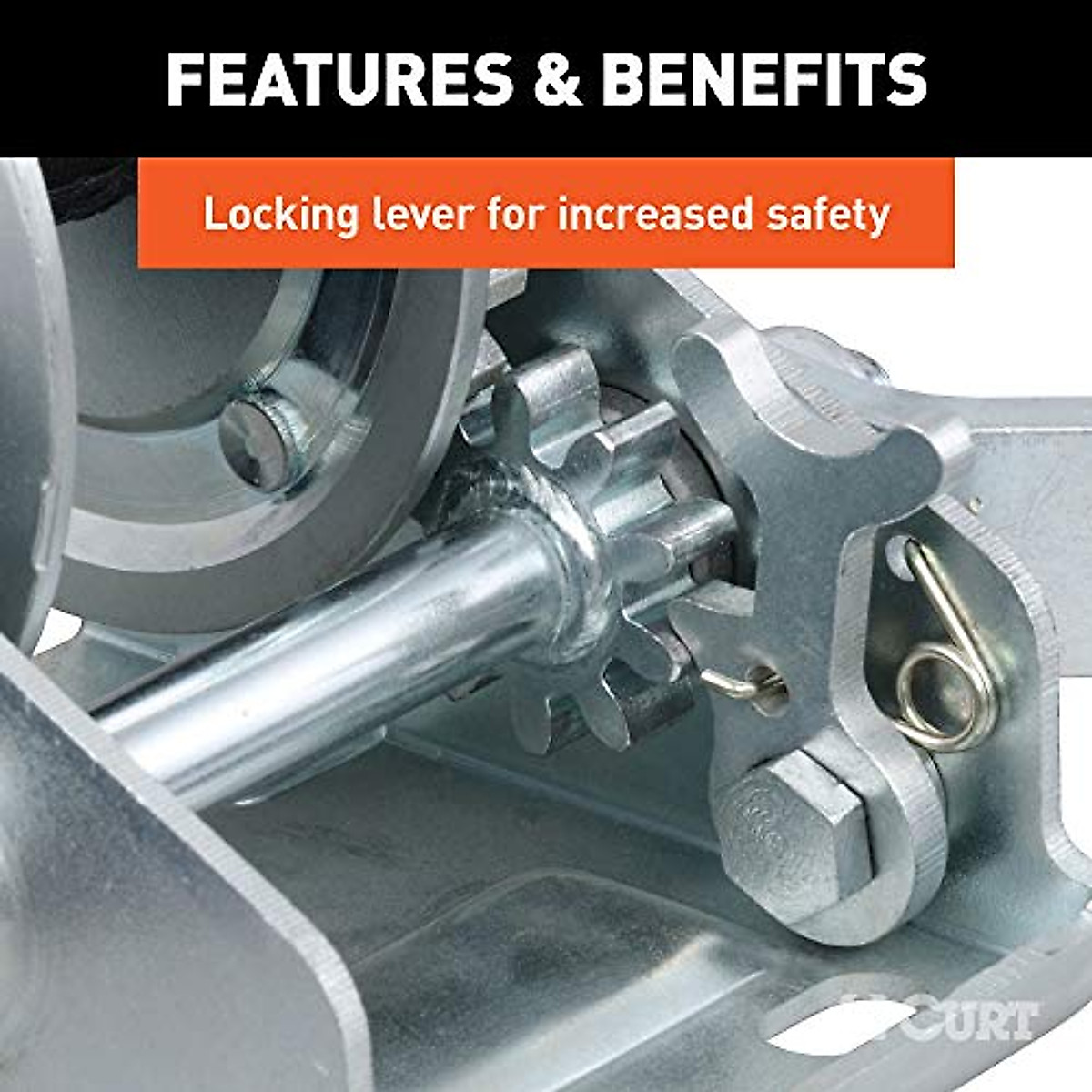 CURT 29423 Manual Hand Crank Boat Trailer Winch, 900 lbs Capacity, 6-1/2-Inch Handle, 3.25:1 Gear Ratio