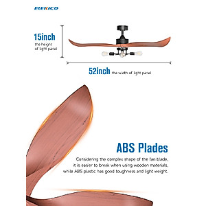 52'' Ceiling Fans with Lights, Upgrade Ceiling Fans with Lights and Remote E27*4 Led Bulbs, 3 Blade Add Wood Modern 52 Inch Bedroom Ceiling Fan with Light for Living Room Bedroom Kitchen Patio