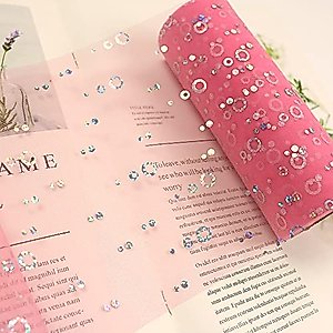 Yuanchuan Sequin Glitter Tulle Rolls 6 inch x 10 Yards (30 feet) Color for Table Runner Chair Sash Bow Pet Tutu Skirt Sewing Crafting Fabric Wedding Unicorn Party Birthday Gift Ribbon (Deep Pink)