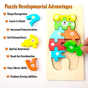 Montessori Mama Wooden Toddler Puzzles for Kids Ages 2-4, Montessori Toys for 3 Year Old, Animal Toddler Toys Ages, 4-Pack Learning Toddler Puzzle