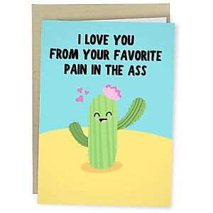 Sleazy Greetings Funny Mothers Day Card | Cute Happy Birthday Card For Mom Dad From Daughter Son | Adult Dirty Humorous Mother’s Day or Father's Day Appreciation Card | Favorite Pain Cactus Card