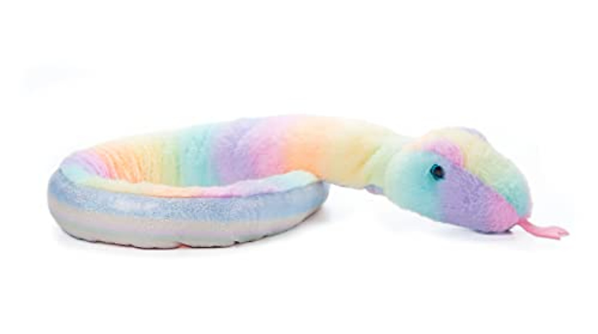 Vibrant Rainbow Snake Plush Toy - Eco-Friendly 54-Inch Animal