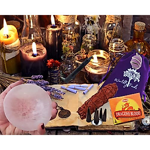 Wiccan Supplies and Tools 11 pc Altar Protection Kit for Wicca Spells, Rituals, Witchy Gifts Witchcraft Decor, Pagan Supplies, Wiccan Starter Kit - Ceremonial Magick Wiccan Gifts (Selenite Bowl Set)