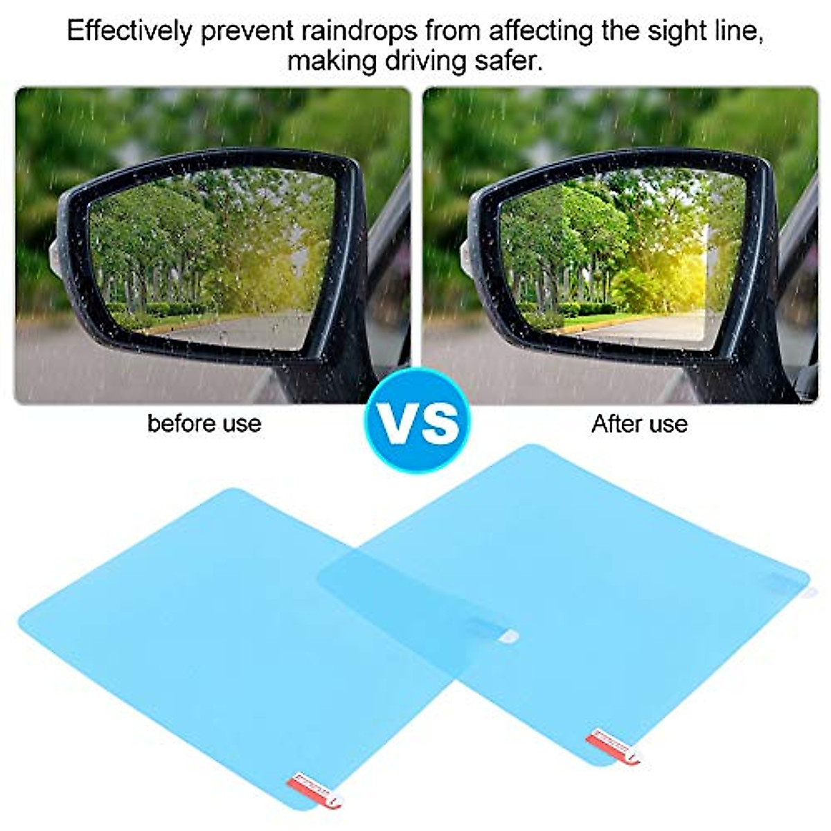 Rainproof Rear View Mirror Film,Rearview Mirror Sticker,Car Rainproof Rearview Mirror Sticker Anti Fog Protective Film Rain Shield 175x200mm