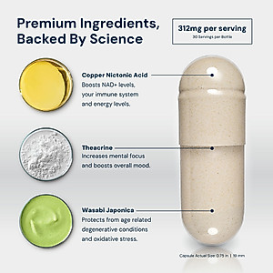 HPN NAD+ Booster (NAD3), Anti Aging Cell Booster, NRF2 Activator, Nicotinamide Riboside Alternative, NAD Supplement Natural Energy, Longevity, and Cellular Health, 312 Mg per Serving (1 Month Supply)