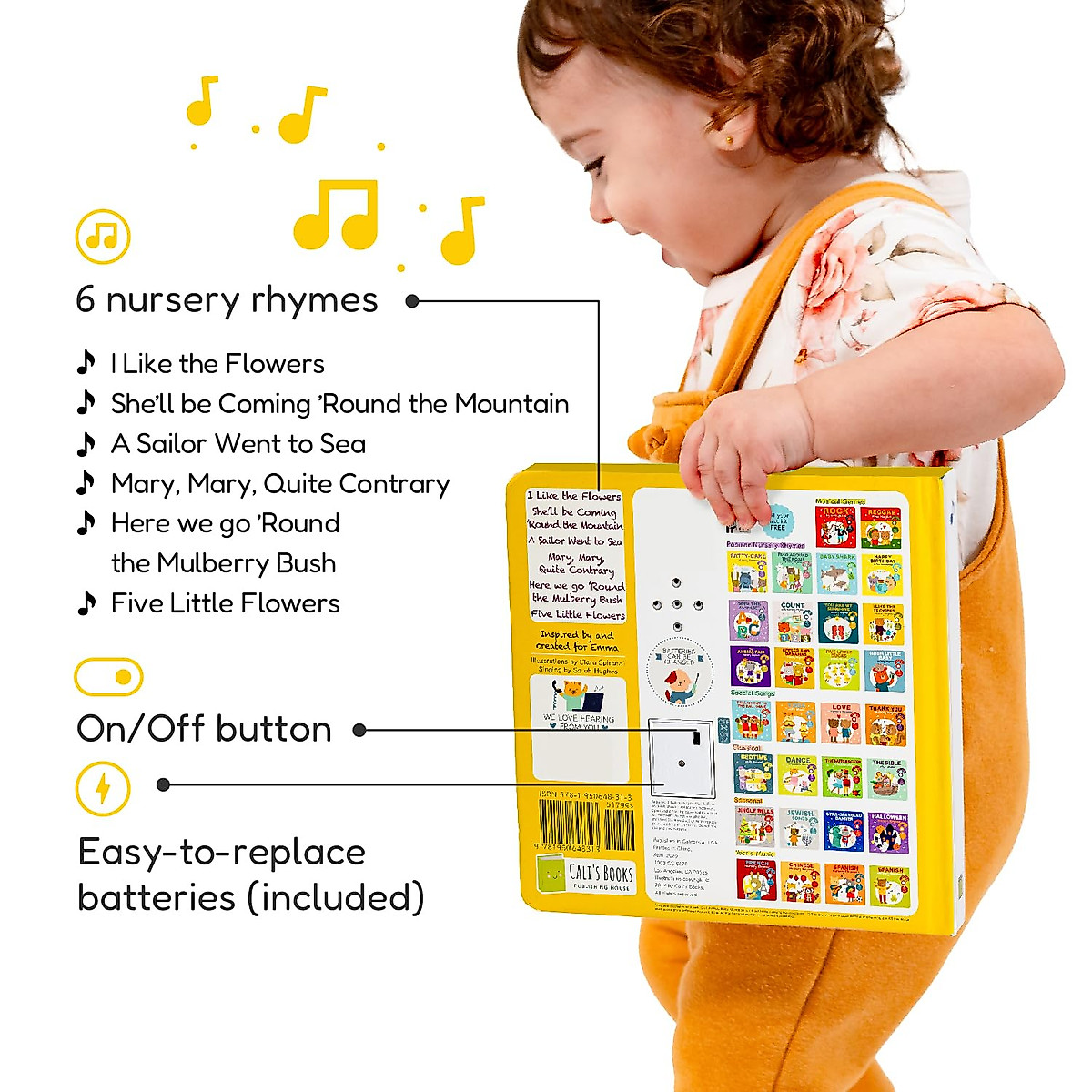 Cali's Books Nursery Rhymes Musical Book. Press, Listen and Sing Along! Best Interactive Sound Book for Toddlers 1-3. Award Winner Toy (I Like The Flowers Nursery Rhymes)