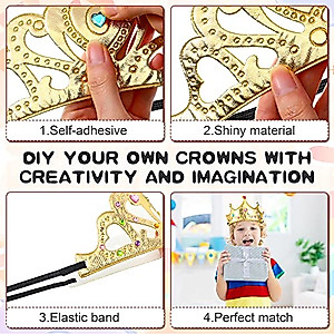 Yaomiao 66 Pieces Foam Princess Tiaras DIY Crowns Kids Party Favors Craft Crystal Diamond Sticker Girls Making Your Own Tiara (Gold)