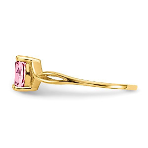 IceCarats 10K Yellow Gold Pink Tourmaline Ring Gemstone Band October Birthstone Jewelry Size 7.00