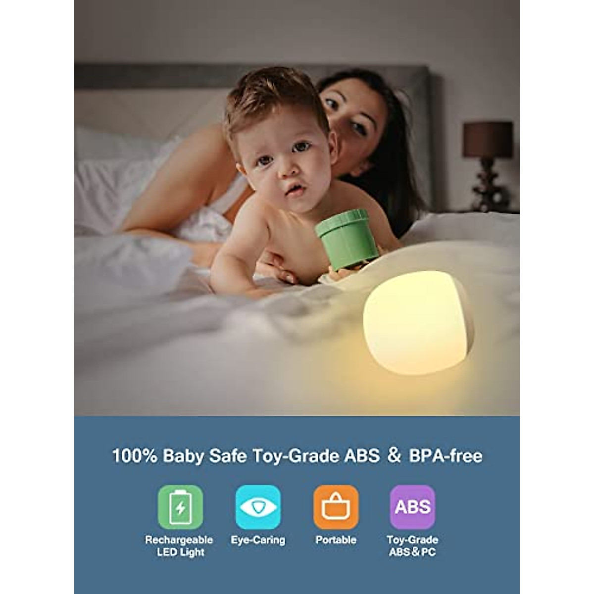 EASEMO Night Light for Kids Room, Baby Night Light with Touch Control, Rechargeable Magnetic Nursery Lamp with RGB Color & Stepless Dimming with 1 Hour Timer for Breastfeeding Bedroom, Child Gifts