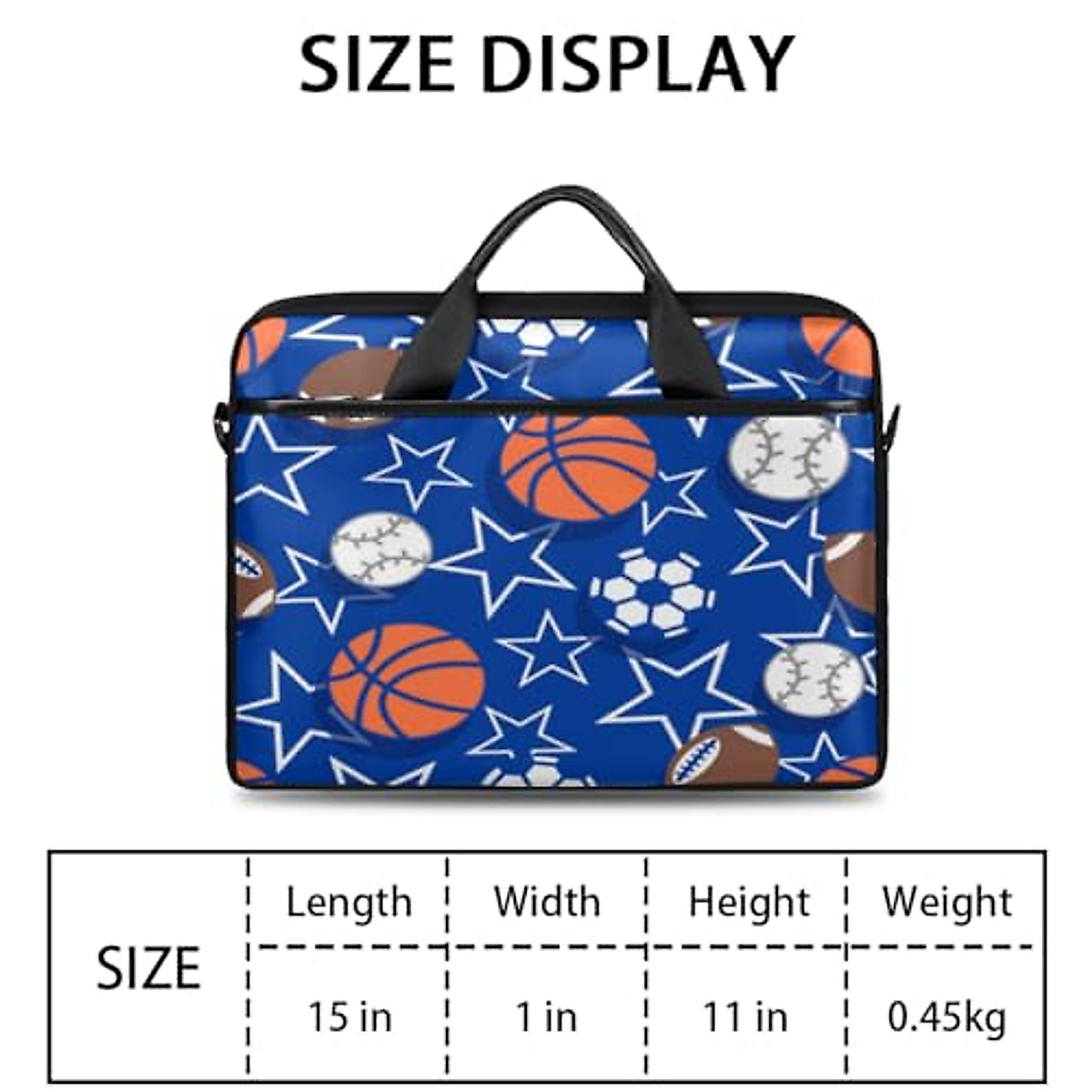 Sport Balls Laptop Computer Bag Waterproof Shoulder Messenger Bag 13-15 inch Durable Laptop Tote Bag with Shoulder Strap Handle Lightweight Crossbody Briefcase