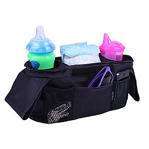 lebogner Luxury Stroller Organizer, Stroller Accessories, Universal Black Baby Diaper Stroller Bag, Stroller Cup Holder, Fits Most Strollers.