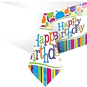 Creative Converting Bright and Bold Rectangular Happy Birthday Plastic Tablecover Party Supplies, Multicolored