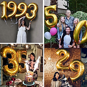 Lovoir 40 Inch Large Gold Number 5 Balloon Extra Big Size Jumbo Digit Mylar Foil Helium Balloons for Birthday Party Celebration Decorations Graduations Anniversary Baby Shower Engagement Photo Shoot