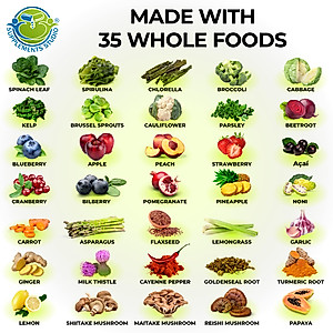 Vegan Whole Food Multivitamin with Iron, Daily Multivitamin for Women and Men, Made with Fruits & Vegetables, B-Complex, Probiotics, Enzymes, CoQ10, Omegas, Turmeric, Non-GMO, 90 Count